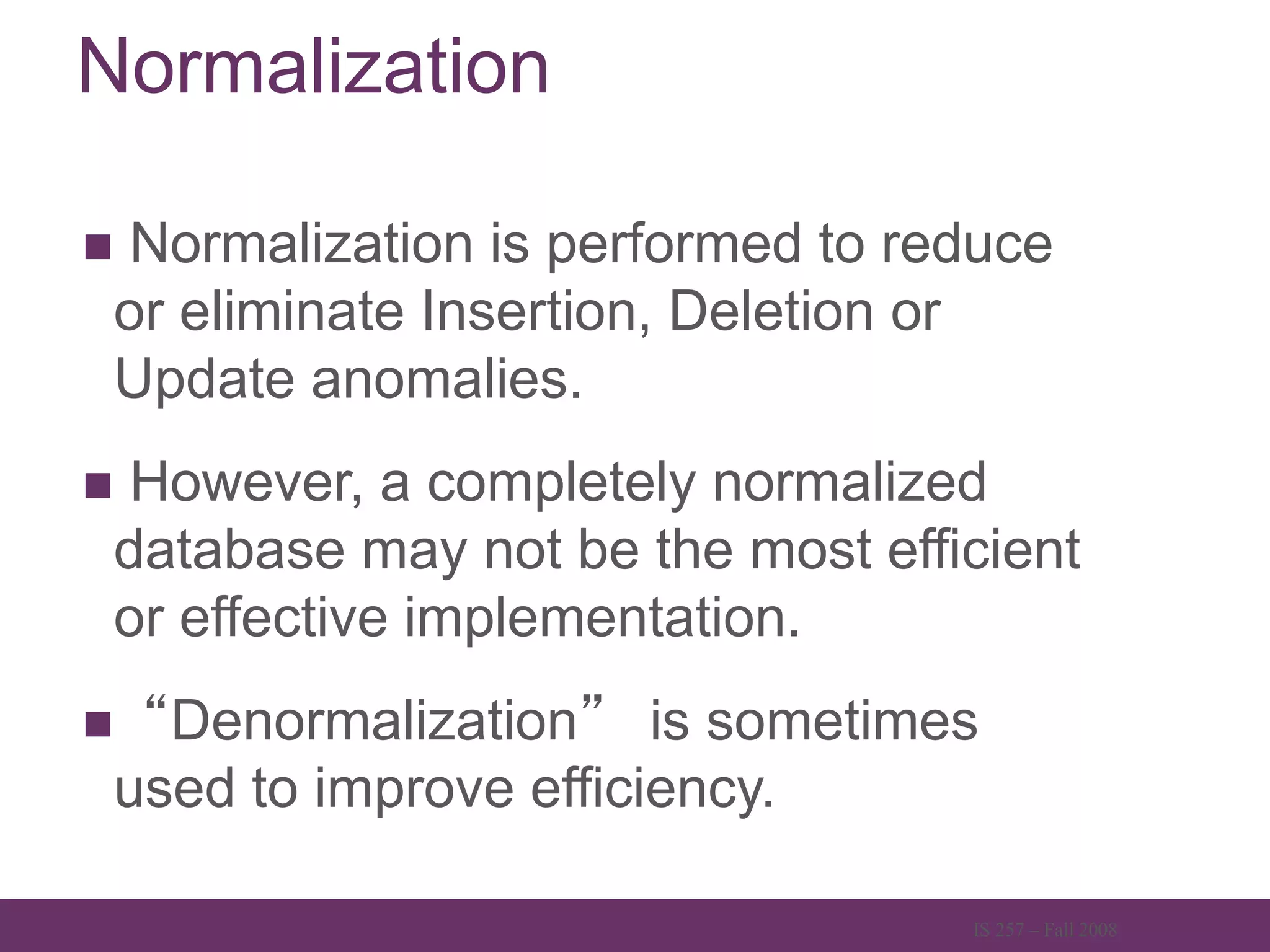 Normalization review | PPT | Databases | Computer Software and Applications