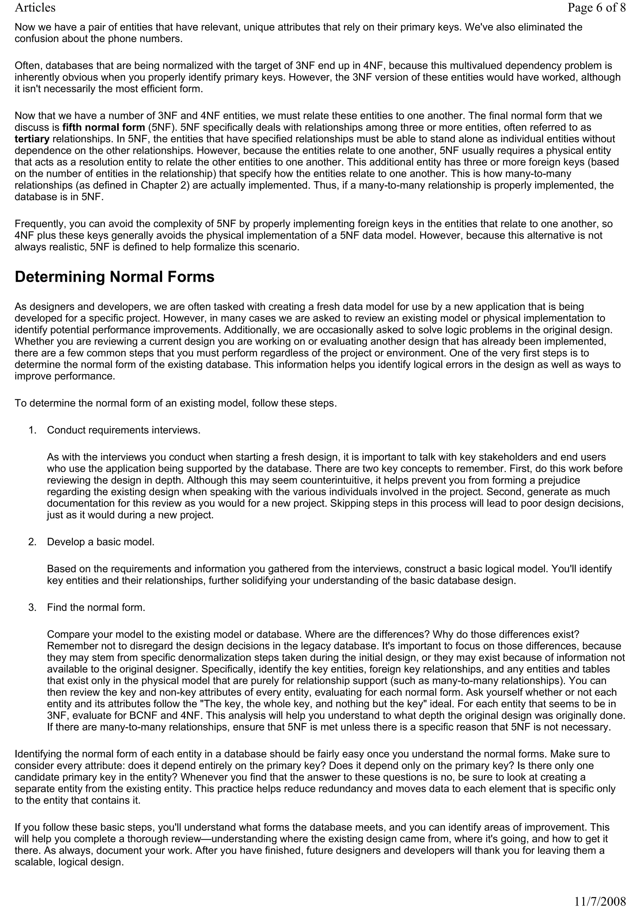[ ref ] Normalizing a Data Model in SQL Server | PDF