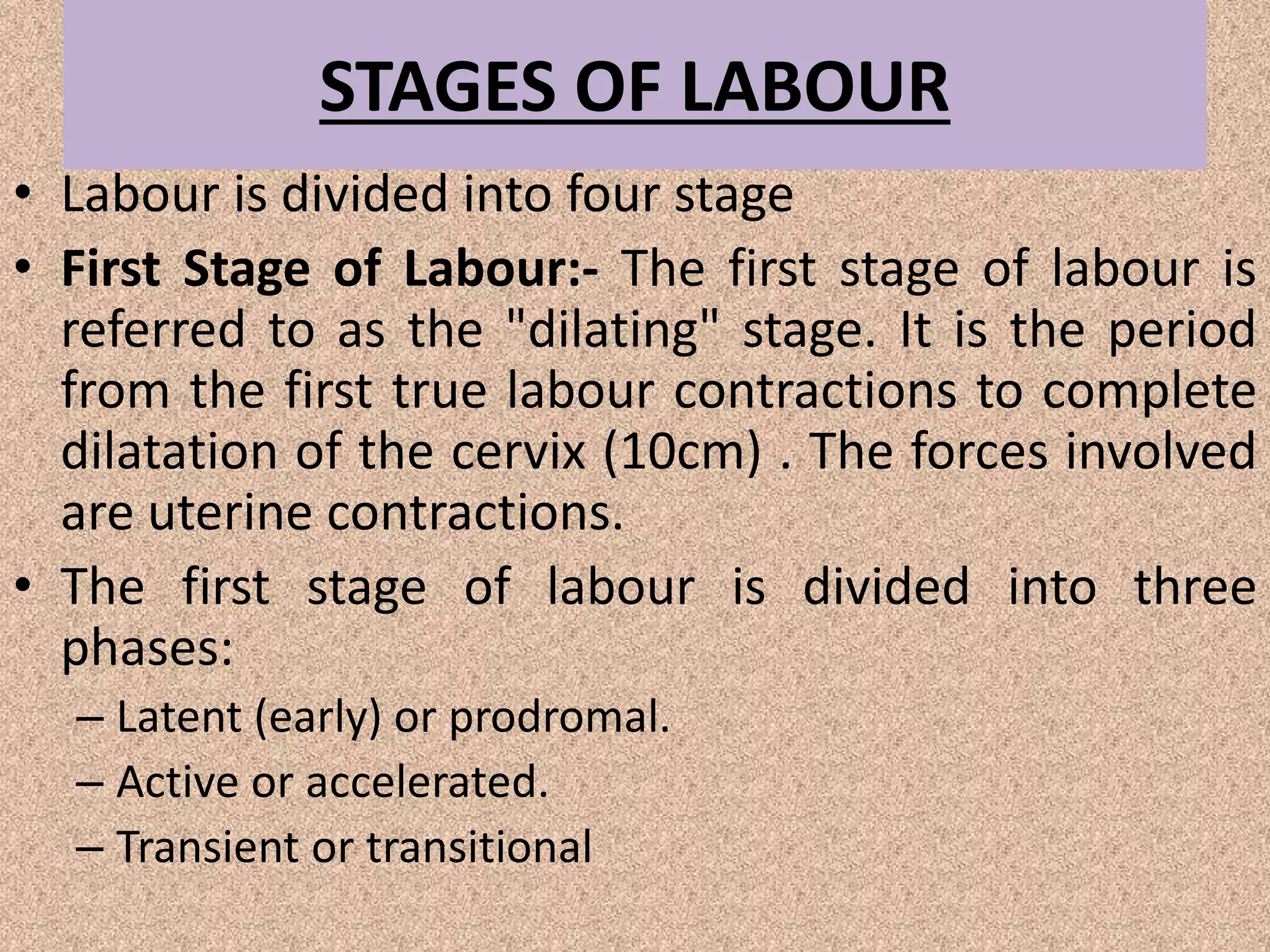 Normal Labour & Nursing Management of First stage of Labour | PPTX