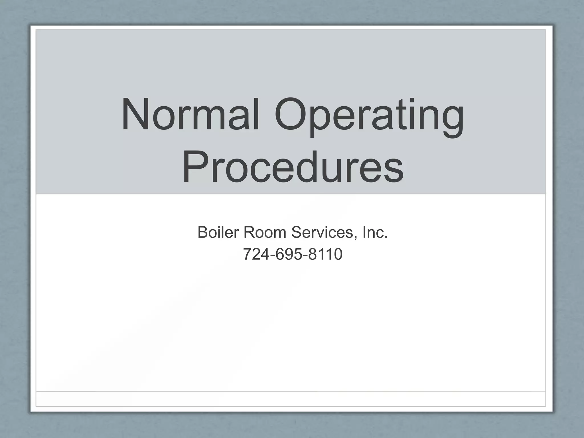 Normal Operating Procedures | PPT