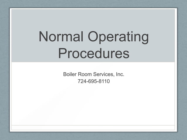 Normal Operating Procedures | PPT