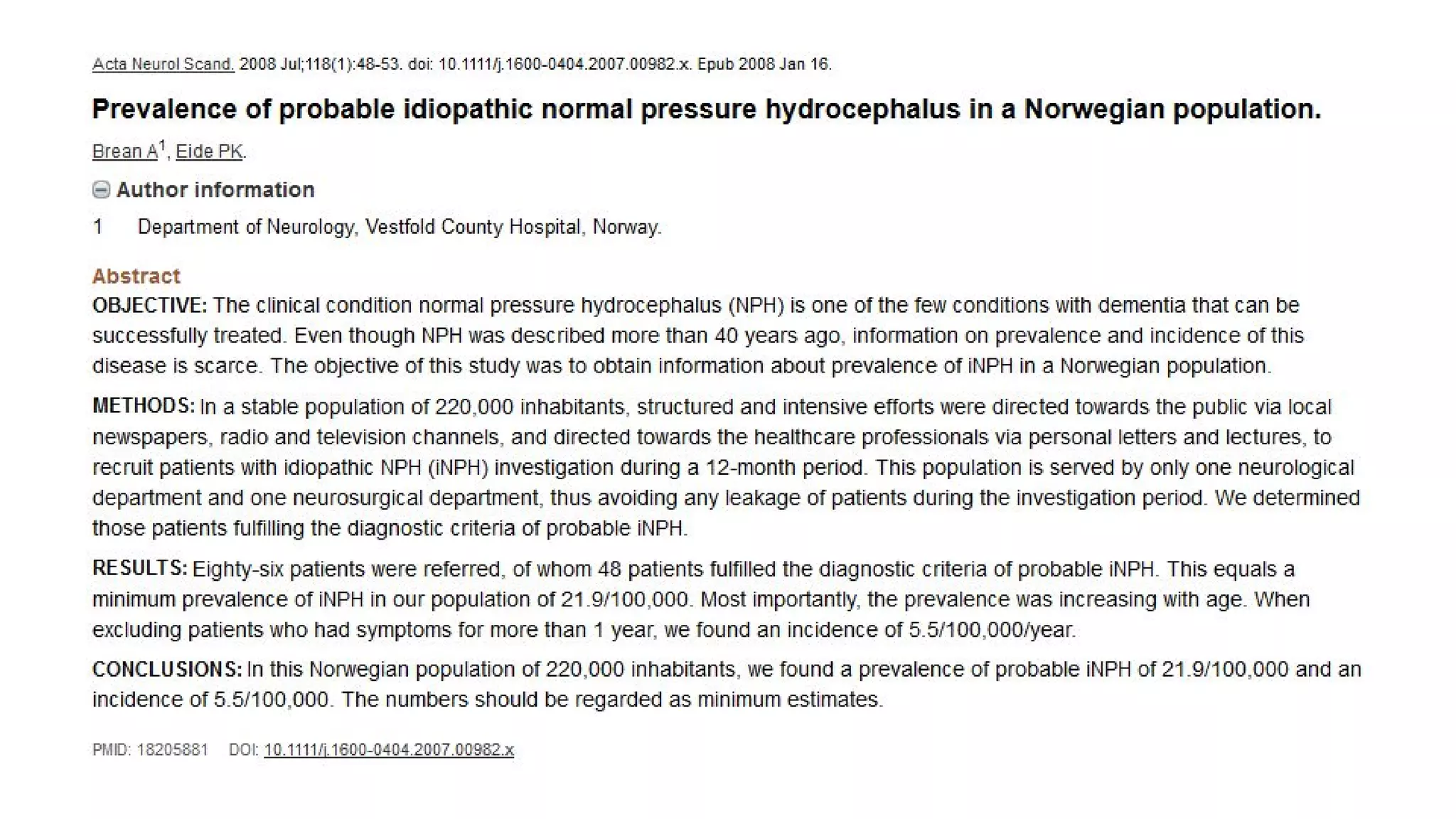 Normal pressure hydrocephalus presentation | PDF