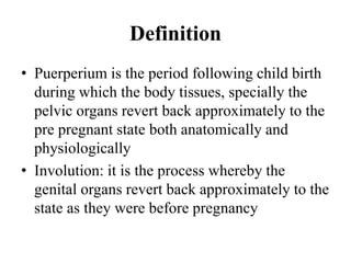 Normal puerperium, is the topic of obsterics and gynaecological nursing ...
