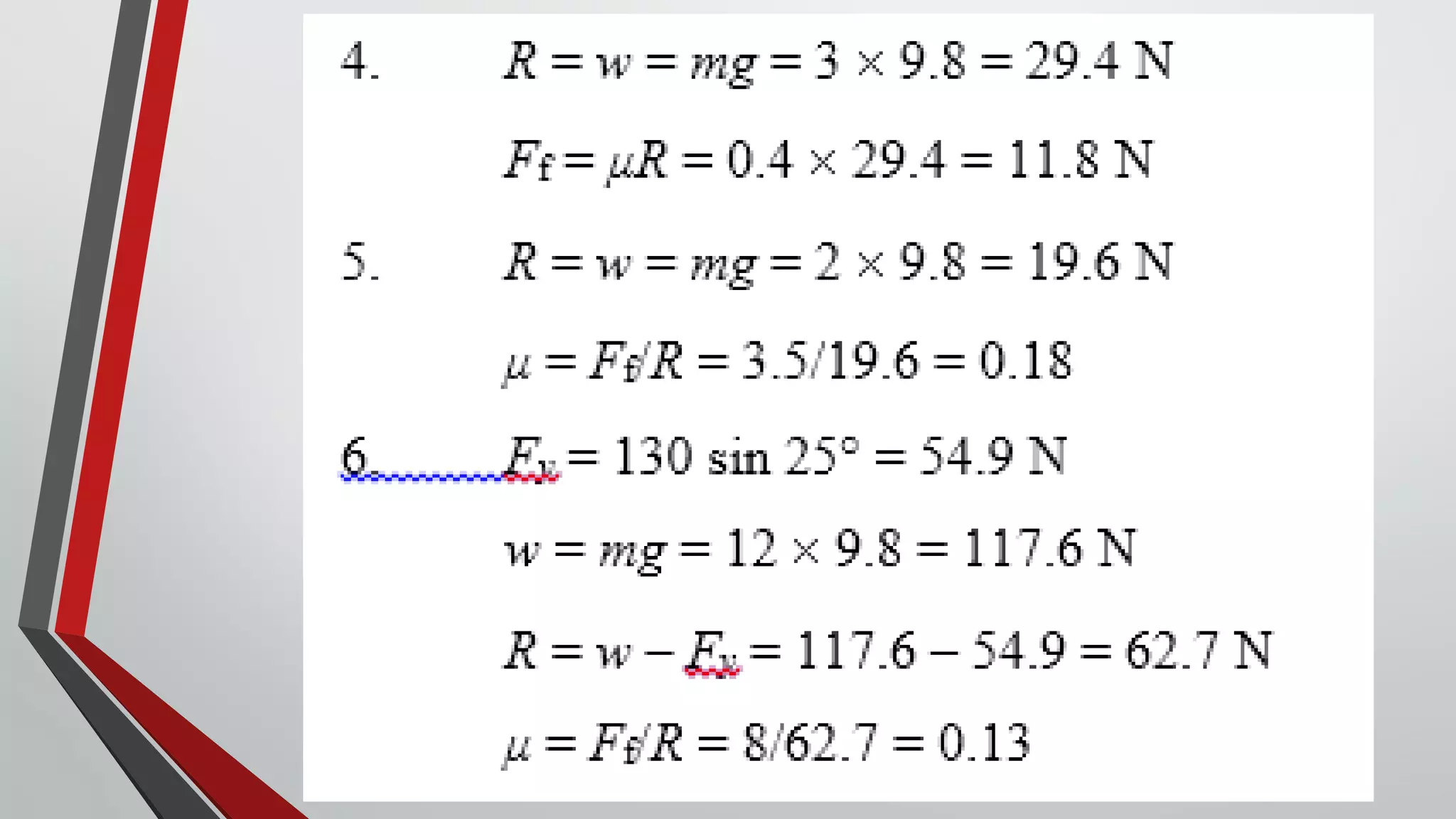 Normal reaction force and friction | PPT