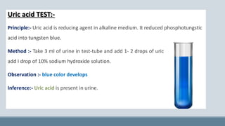 Test for Normal urine (Practical ) | PPTX | Chemistry | Science