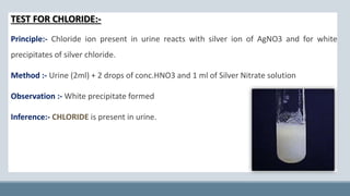 Test for Normal urine (Practical ) | PPTX | Chemistry | Science