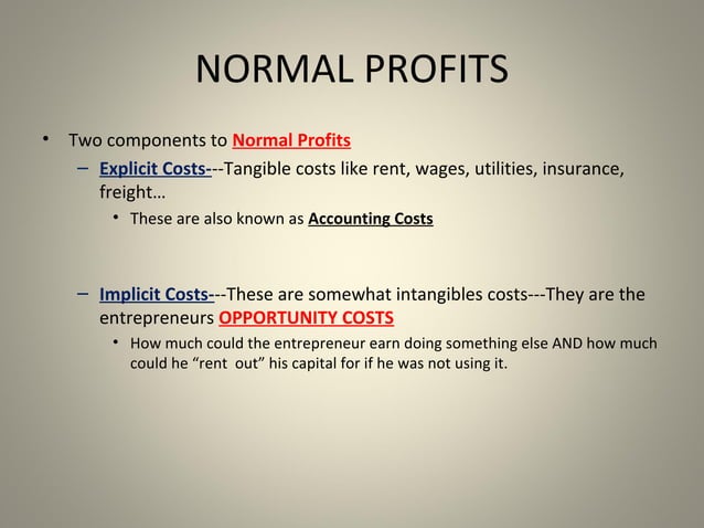 Normal vs Economic Profits | PPT