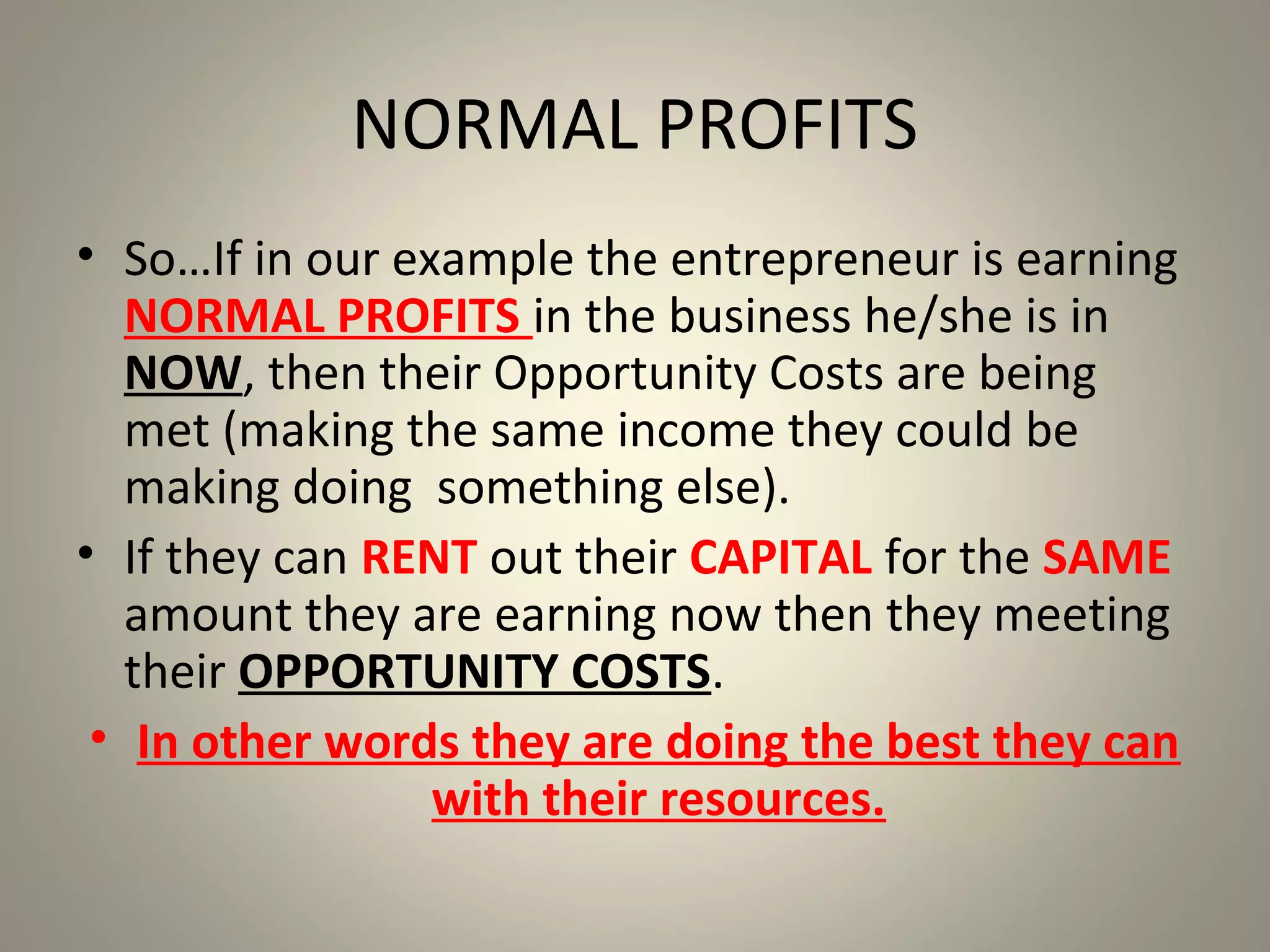 Normal vs Economic Profits | PPT