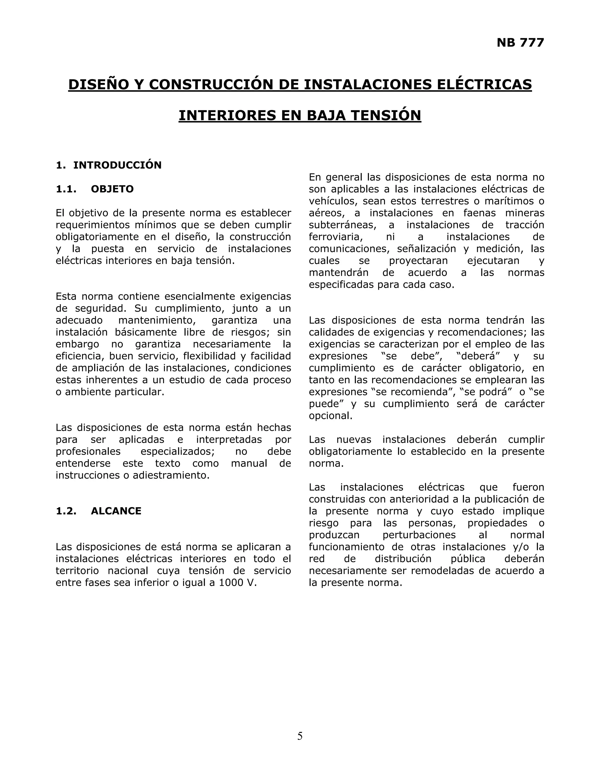 Norma NB 777 Instalaciones Electricas | PDF