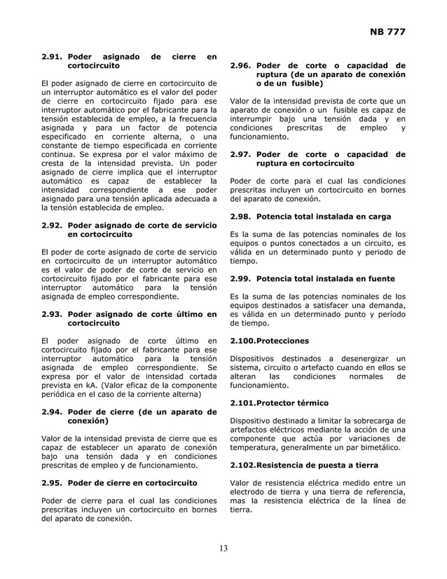Norma NB 777 Instalaciones Electricas | PDF