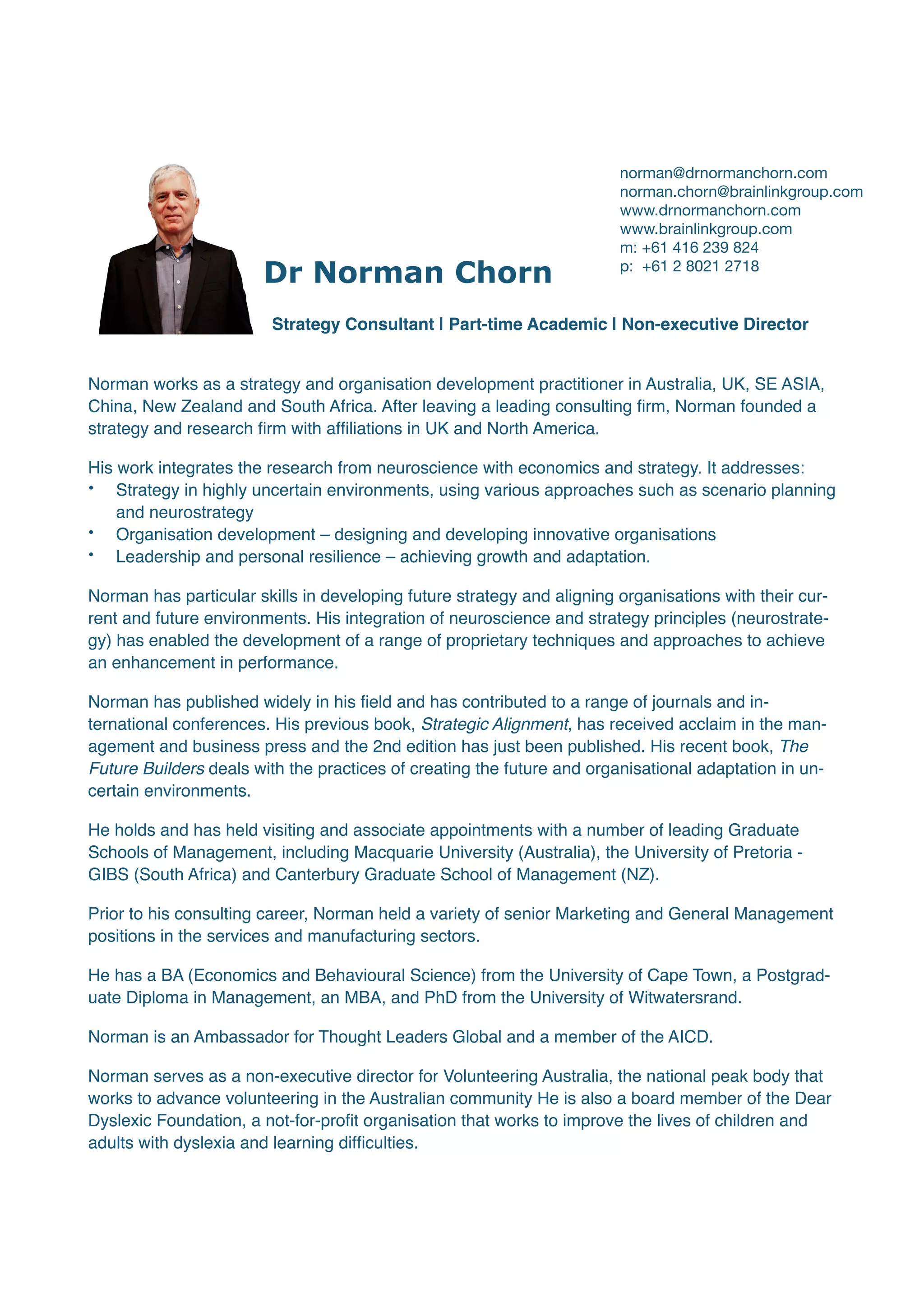 Dr Norman Chorn profile 2021 | PDF