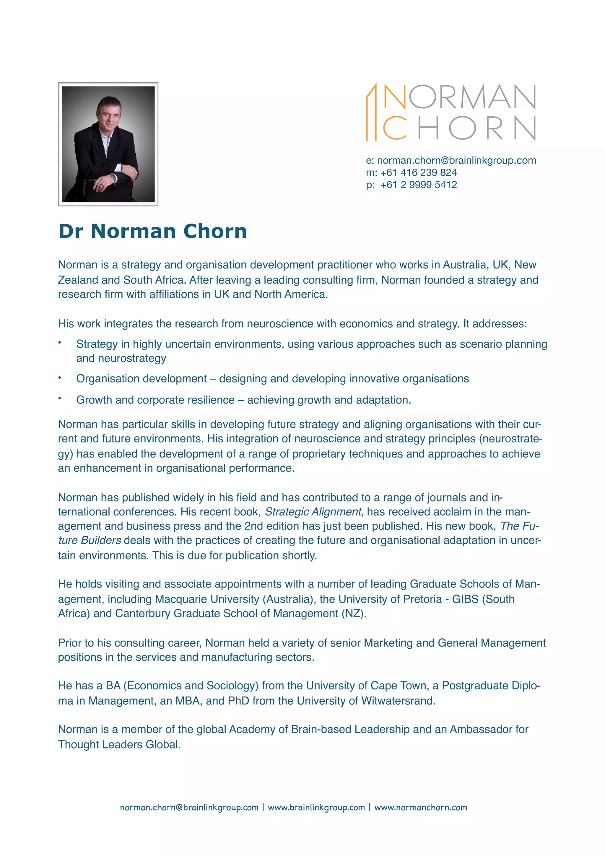 Norman Chorn profile | PDF