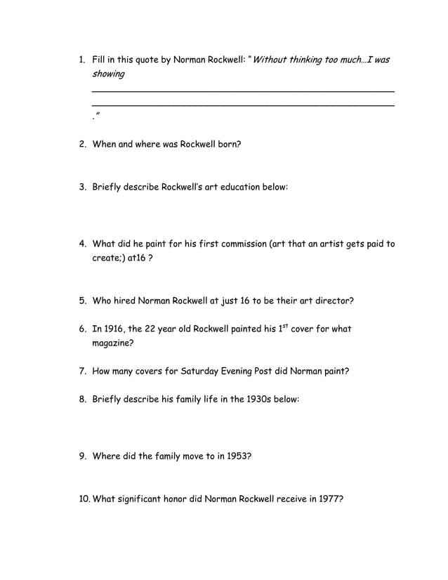 Norman rockwell webquest | DOCX
