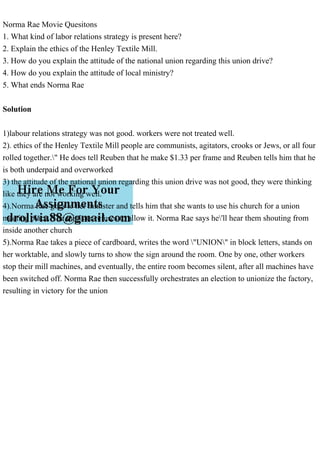 Norma Rae Movie Quesitons1. What kind of labor relations strategy .pdf