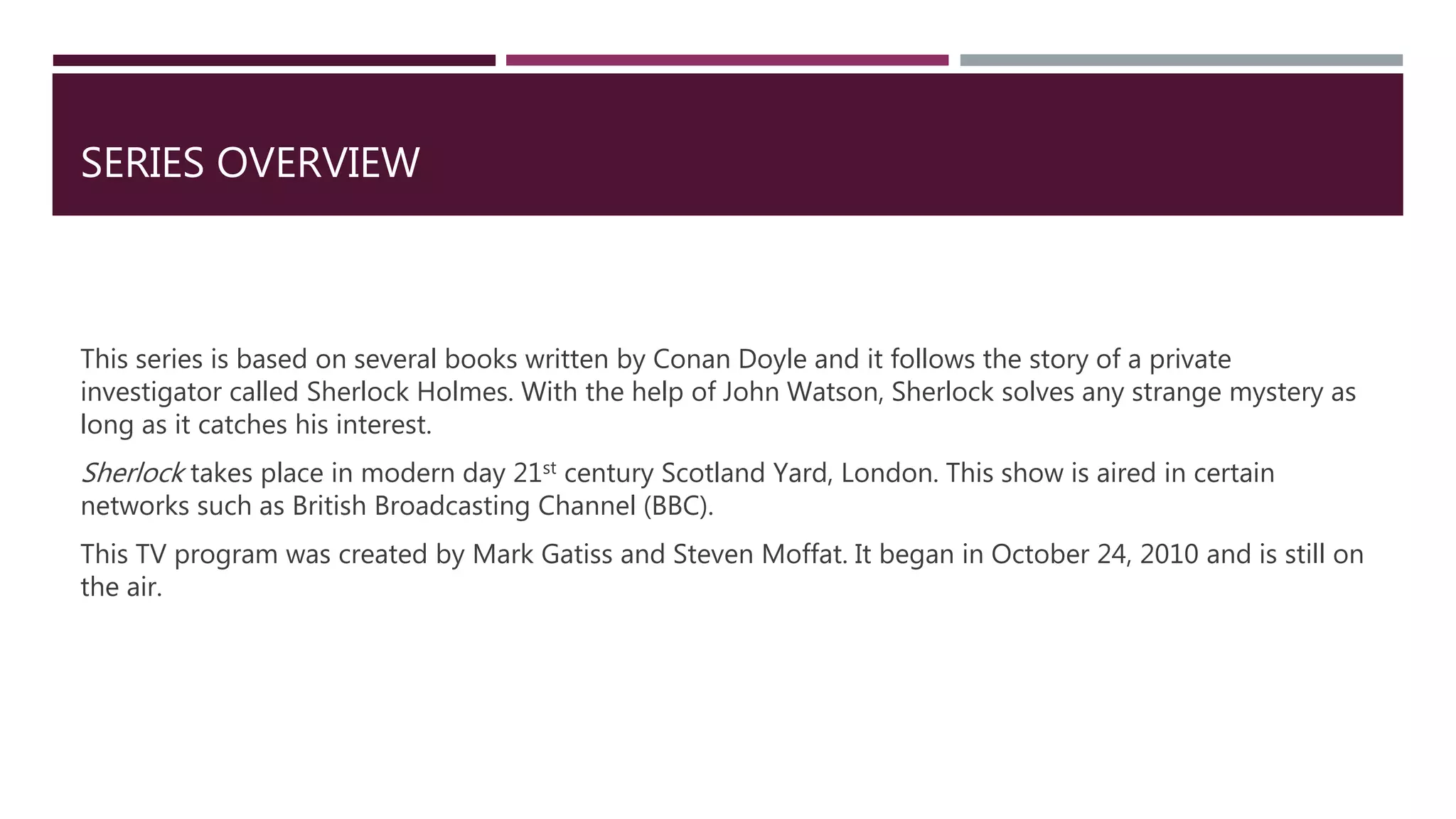 BBC's Sherlock TV Series | PPTX