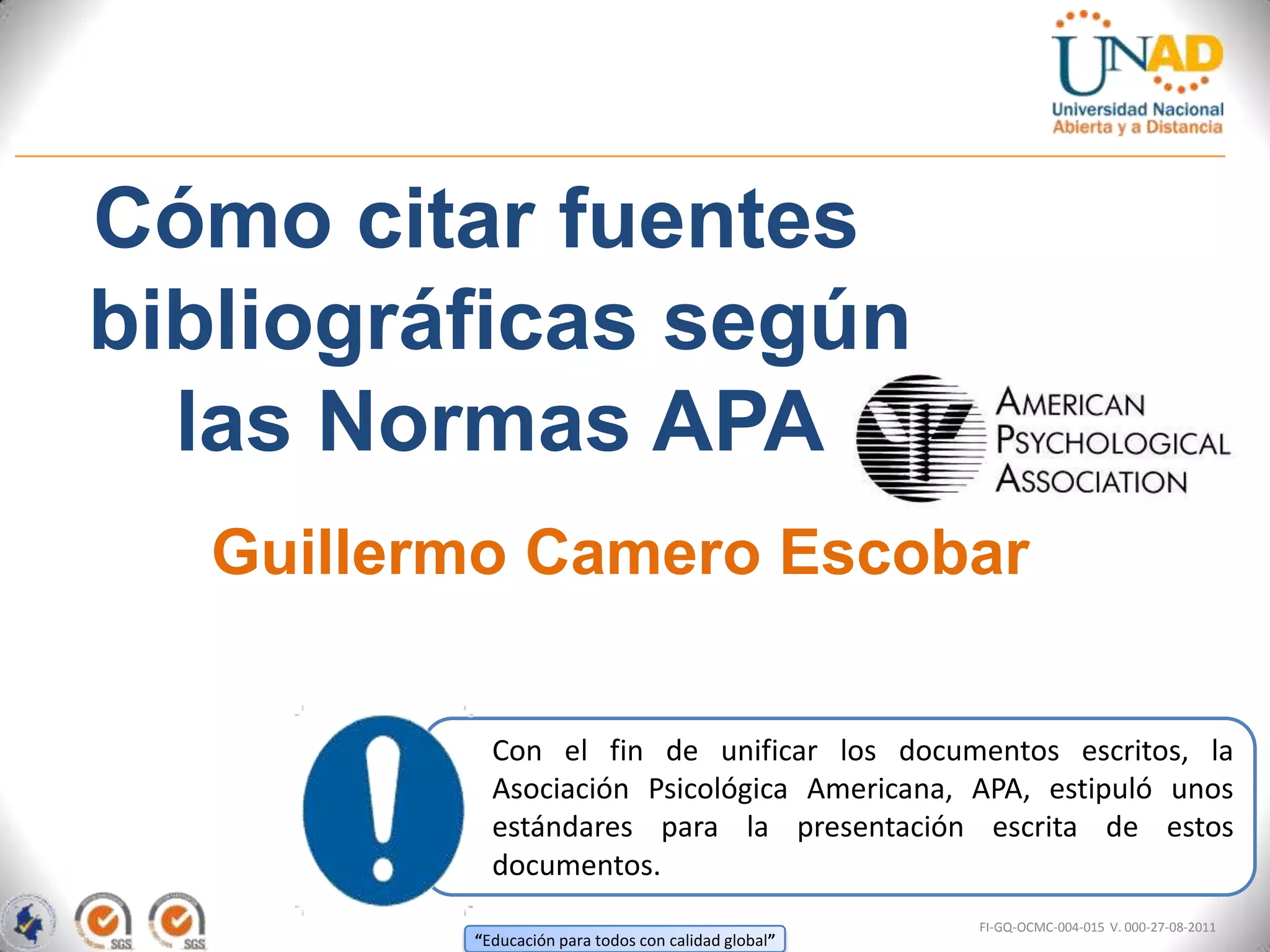 Normas APA- Referencias Bibliográficas | PPT