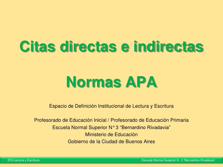 Citas directas e indirectas Normas APA