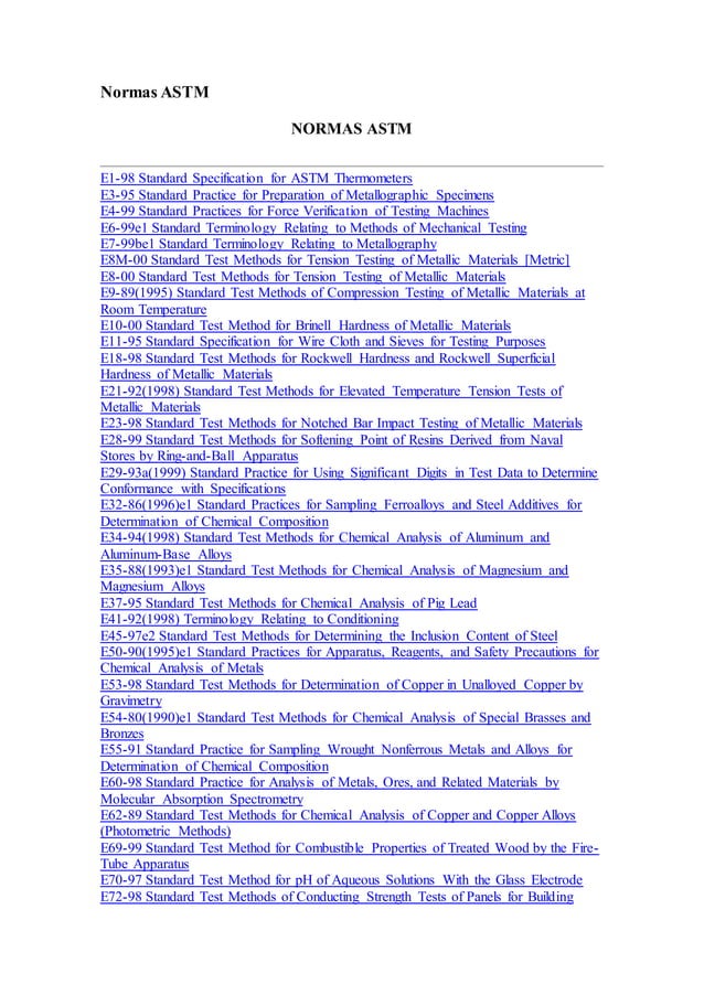 Normas astm | DOCX | Chemistry | Science