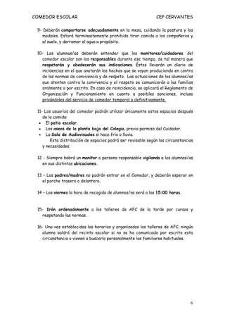 Normas comedor 10 11 | PDF