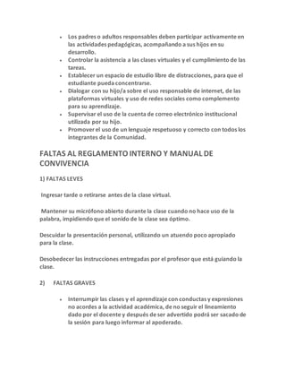 Normas de convivencia clases virtuales | DOCX