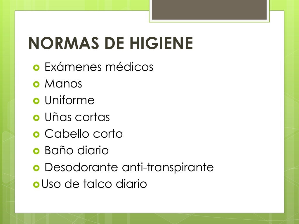 Normas de higiene