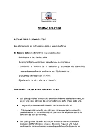 Normas del foro | DOCX