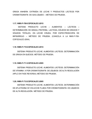 Normas de metodos de prueba en la leche. equipo 4 | DOCX
