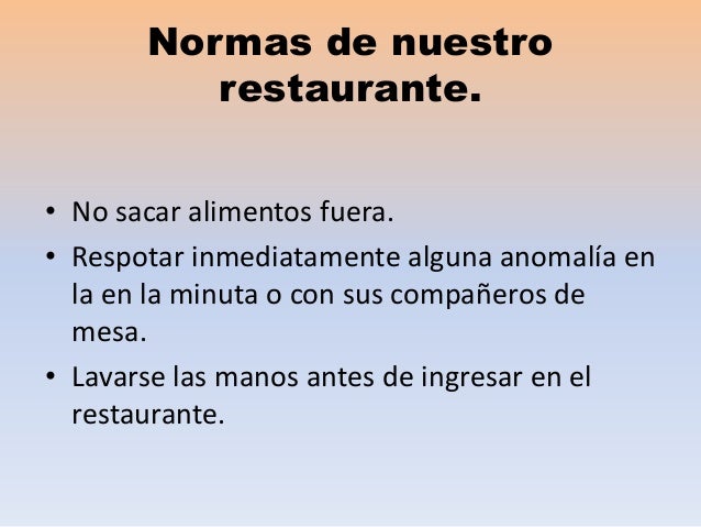 Normas de un restaurante