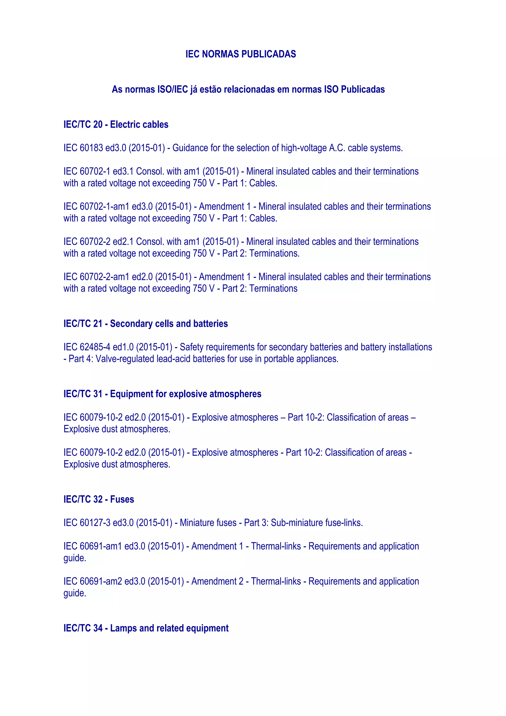 Normas iec publicadas | PDF