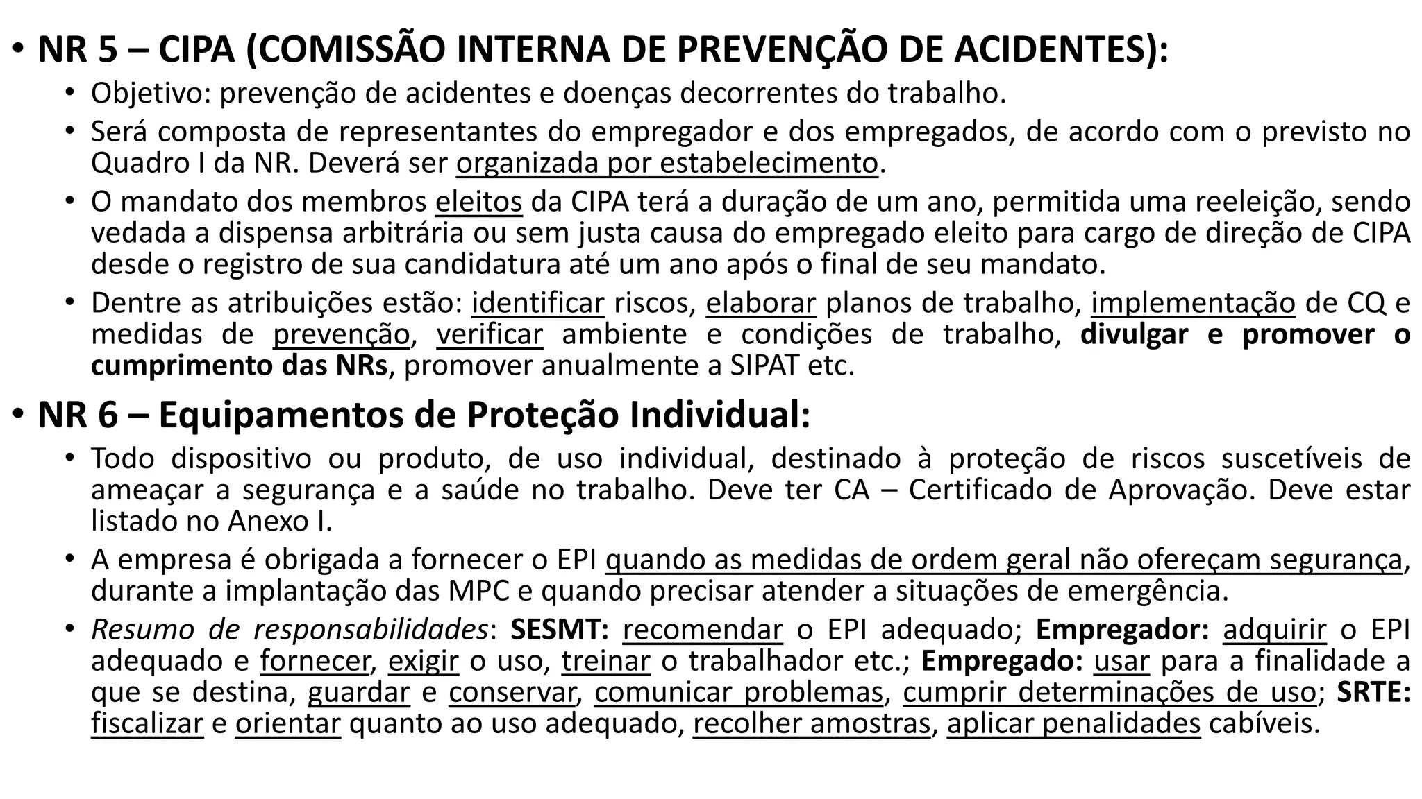 Normas Regulamentadoras (NRs) de 1 a 6 | PPT