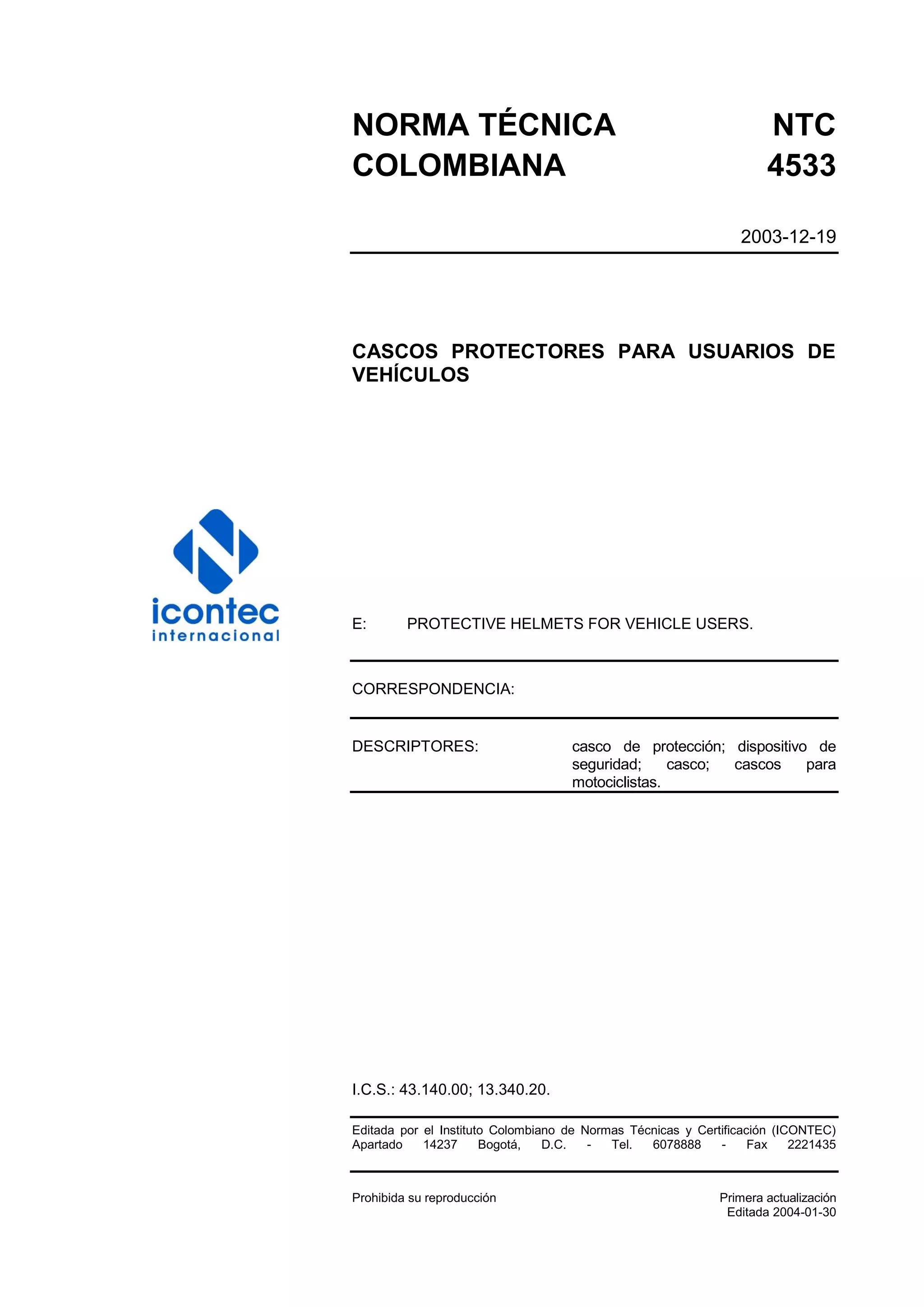 Norma Técnica Colombiana 4533 | PDF