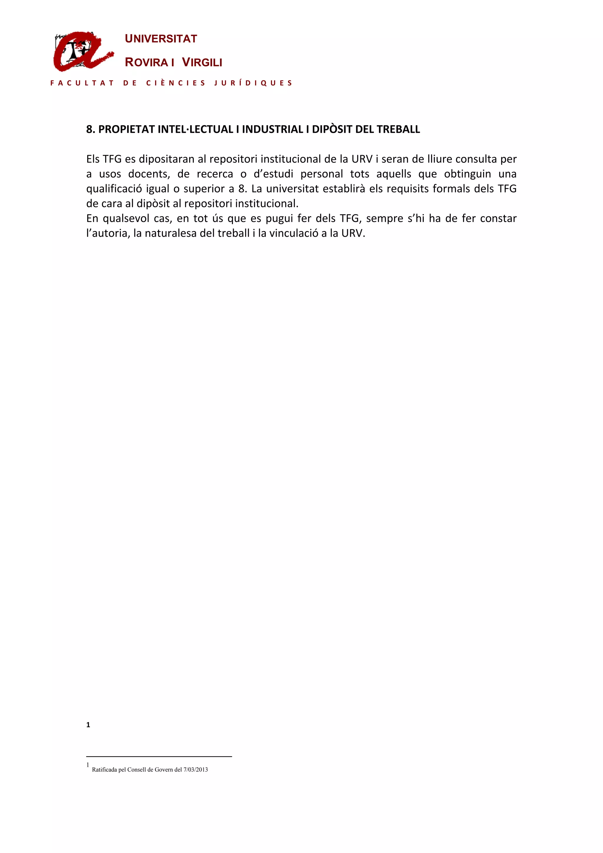 Normativa TFG- URV | PDF