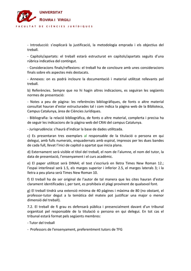 Normativa TFG- URV | PDF