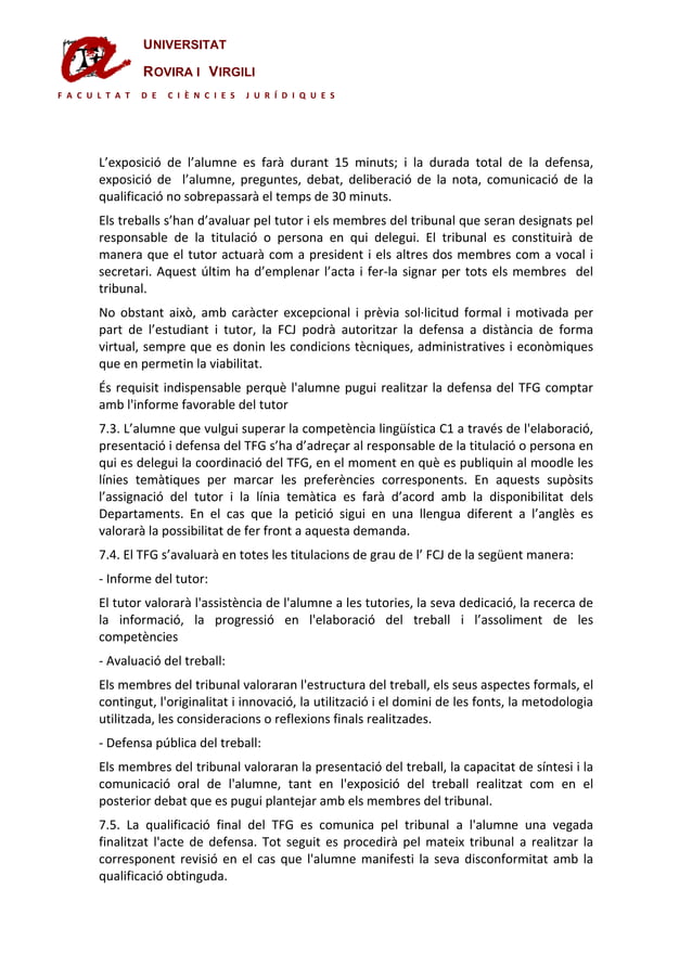 Normativa TFG- URV | PDF