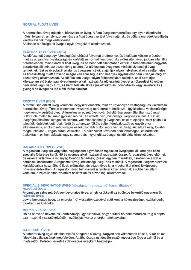 Normál float üveg | DOCX