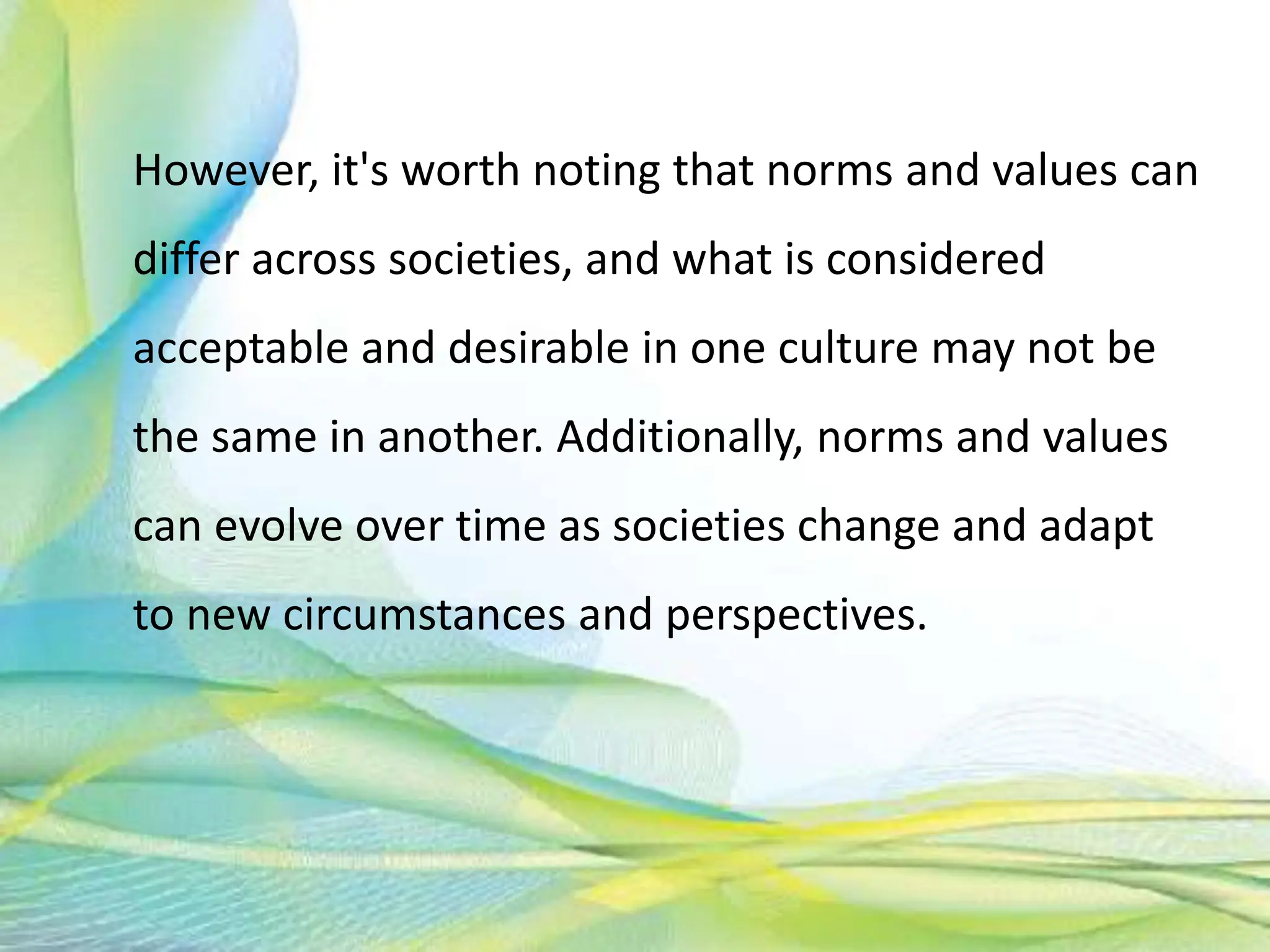 NORMS AND VALUE-WPS understanding culture society and politics | PPT