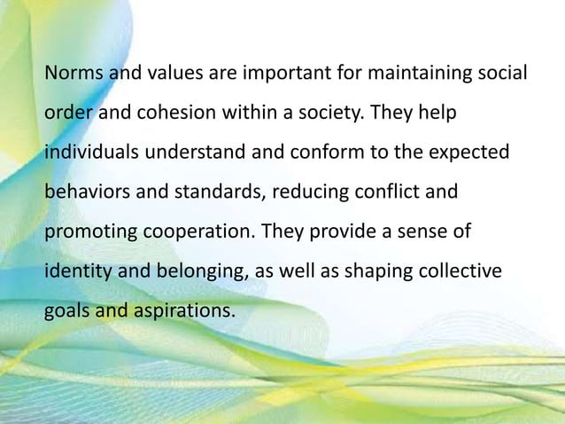 NORMS AND VALUE-WPS understanding culture society and politics | PPT