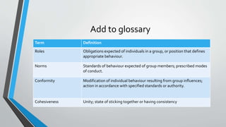 Norms, conformity and cohesiveness | PPTX