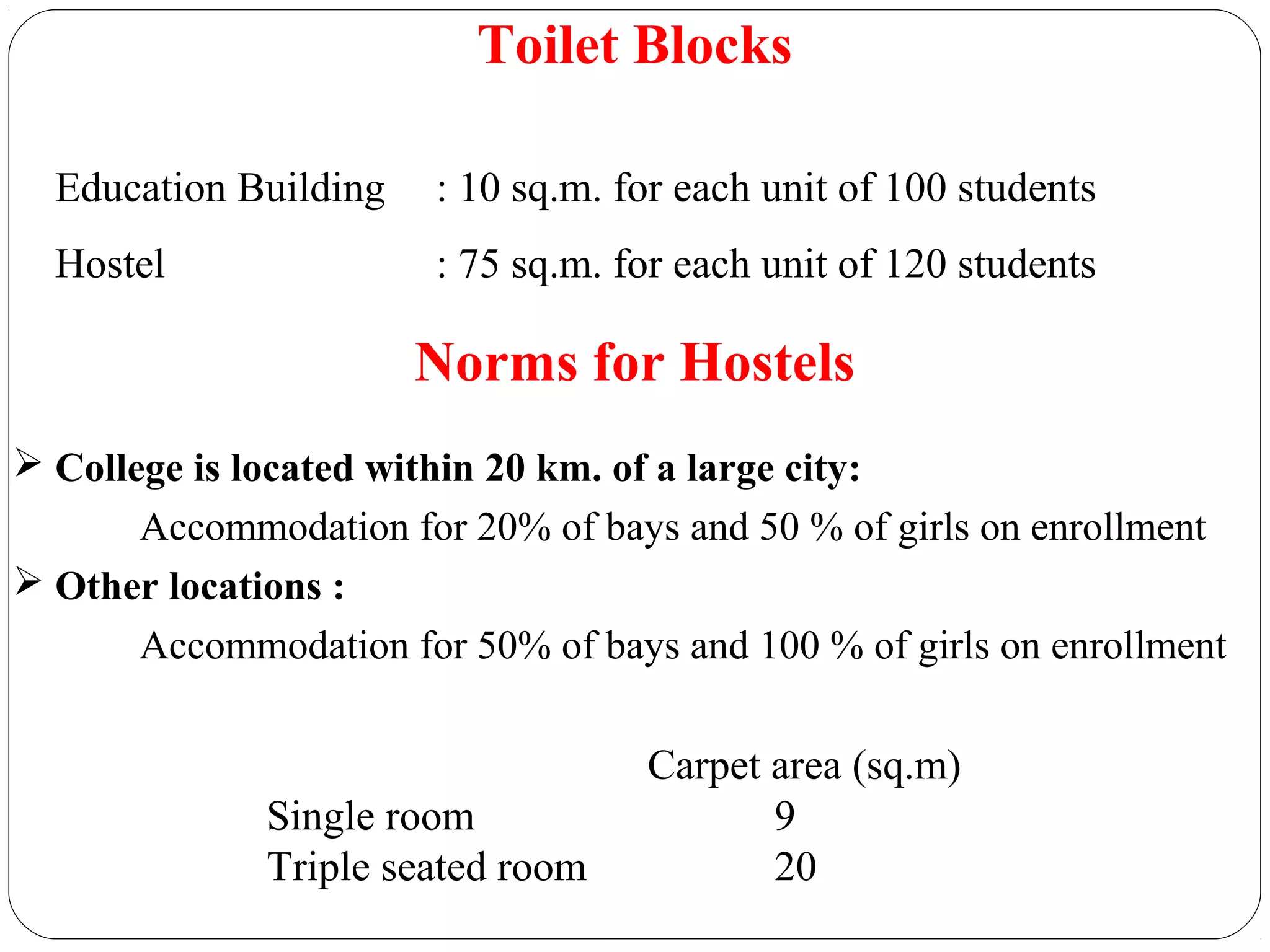 Norms for educational building | PPT