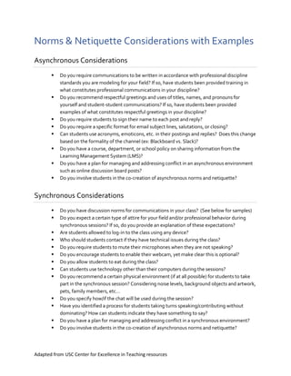 Norms & netiquette examples | PDF