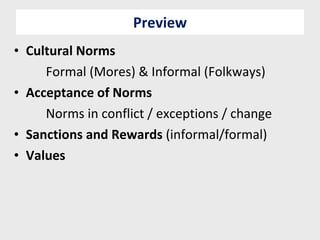 Norms, sanctions and values | PPT