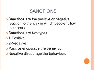Norms values sanctions | PPTX