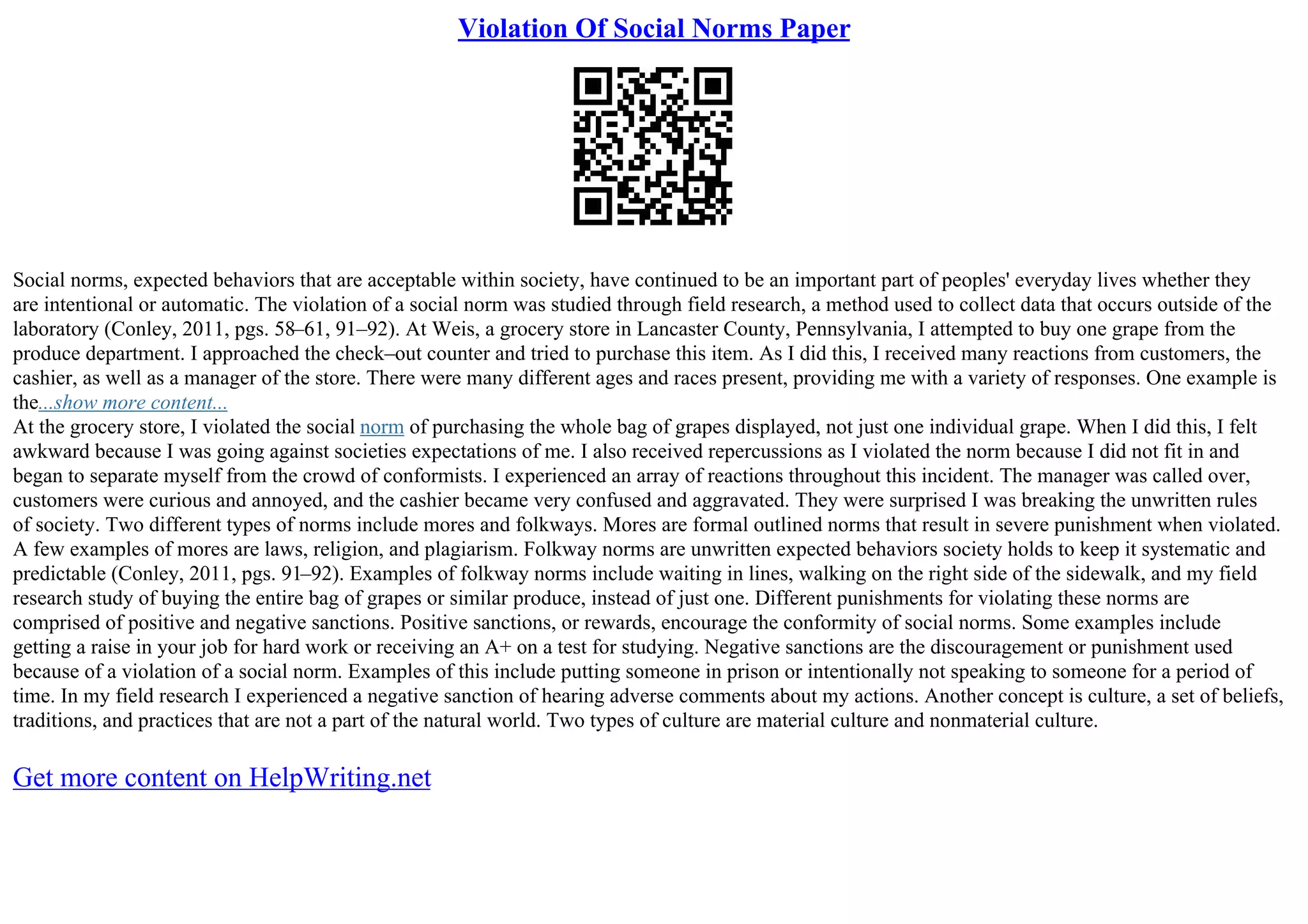 Norm Violation Of Social Norms | PDF