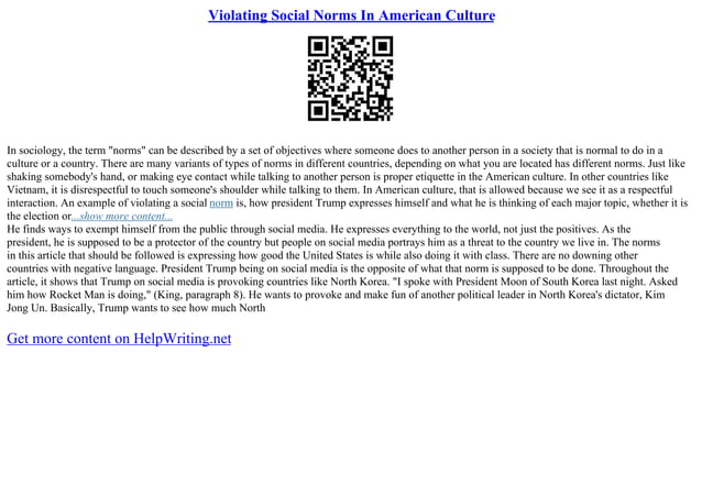 Norm Violation Of Social Norms | PPT