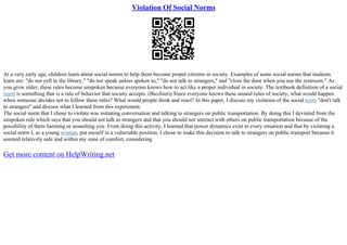 Norm Violation Of Social Norms | PDF