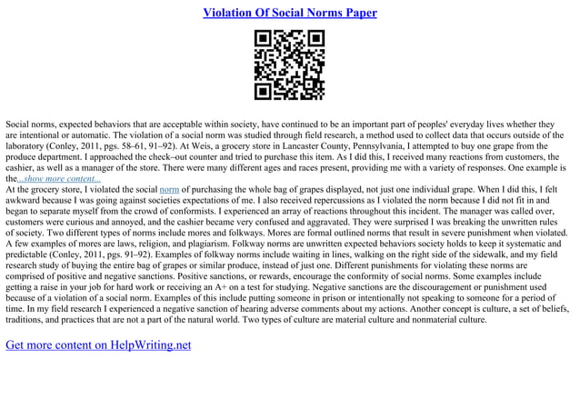 Norm Violation Of Social Norms | PPT