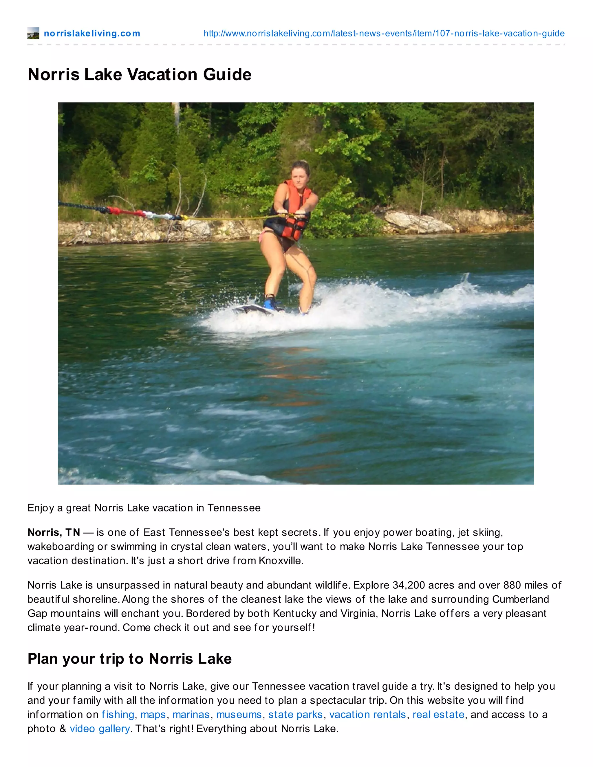 Norris Lake Tennessee Vacation Guide | PDF