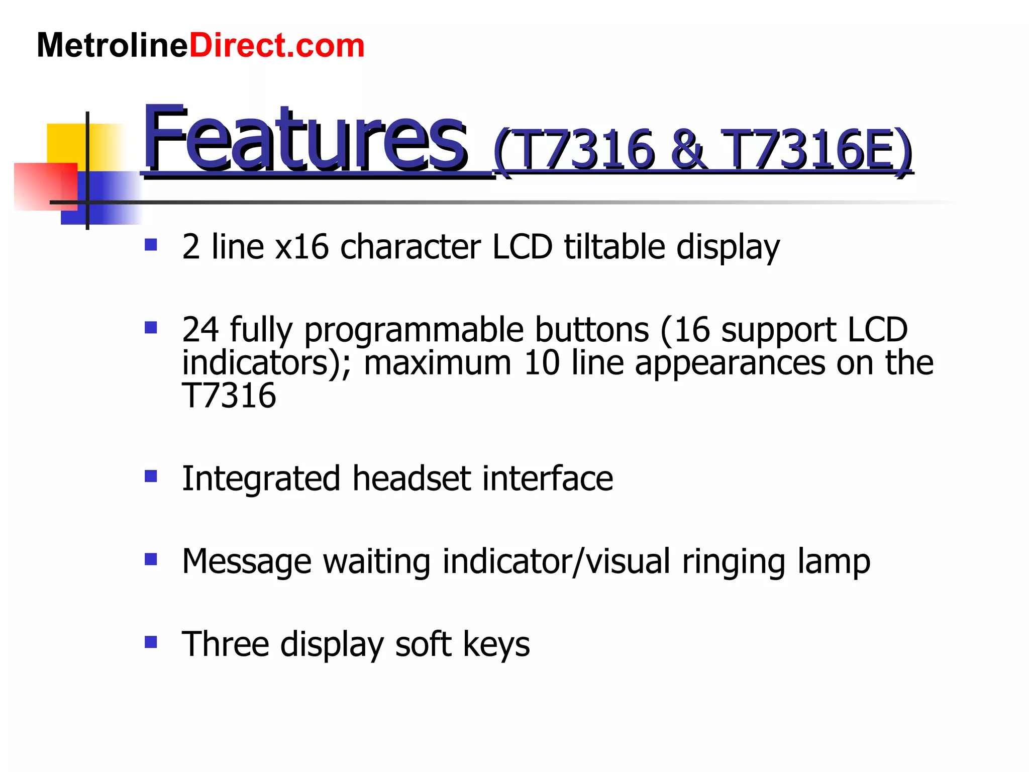 Norstar T7316/T7316E Telephones | PPT