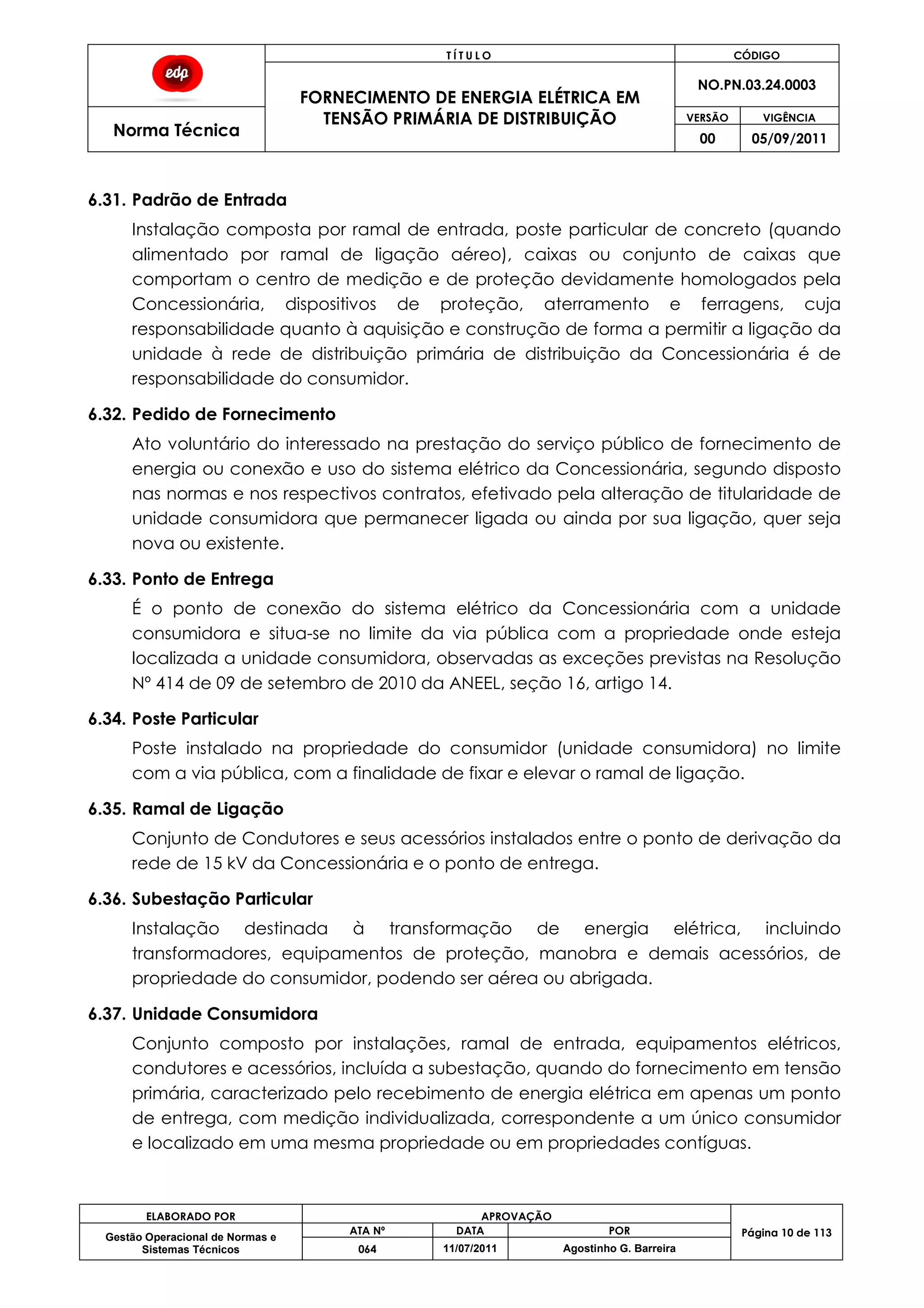 Norma EDP-Escelsa Instalações de Média tensão | PDF