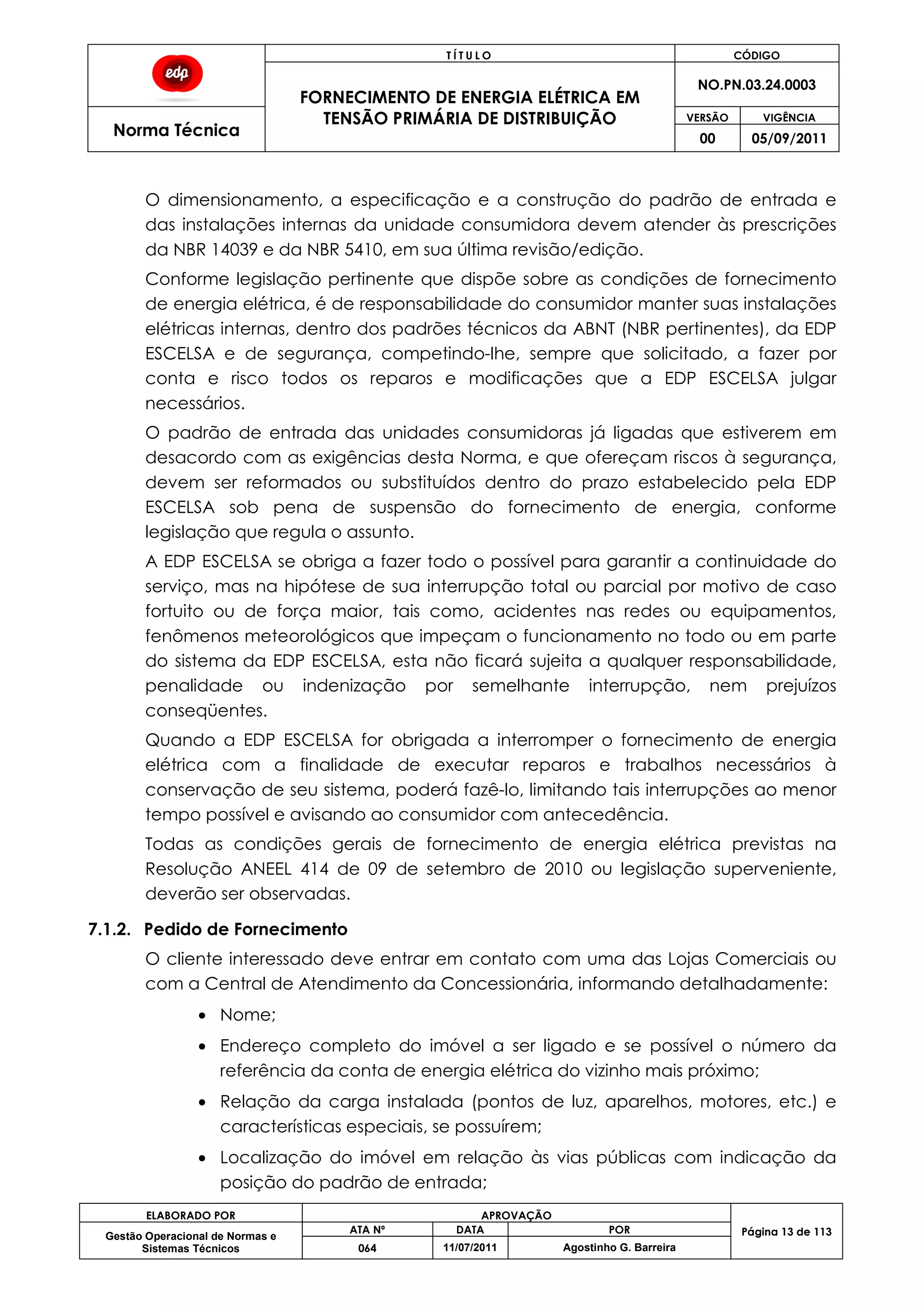 Norma EDP-Escelsa Instalações de Média tensão | PDF